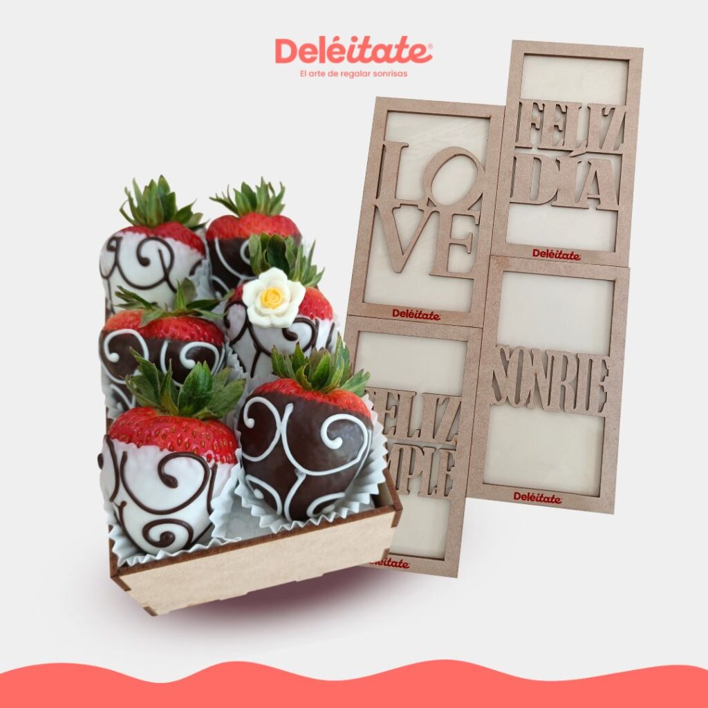 Caja chica MDF con choco fresas